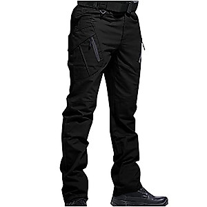 Men's Assault Tactical Pants Big & Tall Outdoor Military Cargo Pants Zip Pockets Combat Pants Work Utility Trousers Black