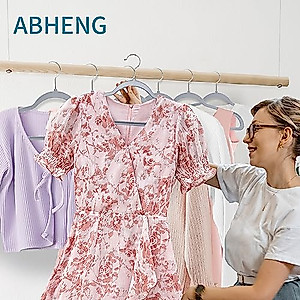 ABHENG 30 Pack Clothes Hangers, Non Slip Plastic Coat Hangers, 360°Swivel Hook, Space Saving, 0.2 Inches Thick, Heavy Duty, Hanging Dry Wet Clothes, Gray, UAPY0130G
