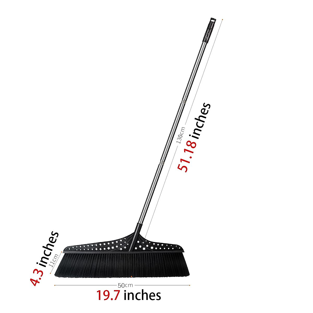 Heavy Duty Outdoor Angle Broom with 20" Wide 51" Long Handle Stiff Bristles Sweeper Perfect for Driveway/Courtyard/Industry Area/Lobby/Mall/Garage/Wood/Stone/Tile/Concrete Floor Sweeping