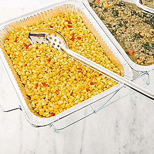 Restaurantware Met Lux 18 Inch Serving Spoon Perforated Cooking Spoon - Heavy-Duty Serving Utensil For Parties Catering Banquets or Homes Silver Stainless Steel Buffet Spoon Ergonomic Handle