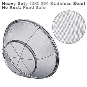 3 Pack Strainers for Kitchen, 18/8 Stainless Steel Colander, Fine Mesh Strainer for Pasta, Rice and Fruit, Sieve for Strain, Drain, Rinse or Steam (5-Quart, 4-Quart and 3-Quart)
