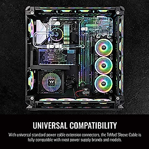 Thermaltake TtMod Sleeve Extension Power Supply Cable Kit, ATX/EPS/8-pin PCI-E/6-pin PCI-E with Combs-Black, AC-052-CN1NAN-A3