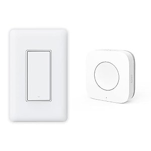 Aqara Smart Light Switch (with Neutral, Single Rocker) Plus Aqara Wireless Mini Switch, Requires AQARA HUB, Zigbee Connection, Remote Control and Set Timer for Home Automation