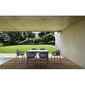 Compamia Air XL Outdoor Patio Dining Arm Chair in Dark Gray (Set of 2)