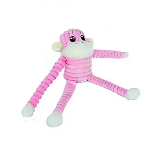 ZippyPaws - Spencer The Crinkle Monkey Dog Toy, Squeaker and Crinkle Plush Toy - Pink, Small