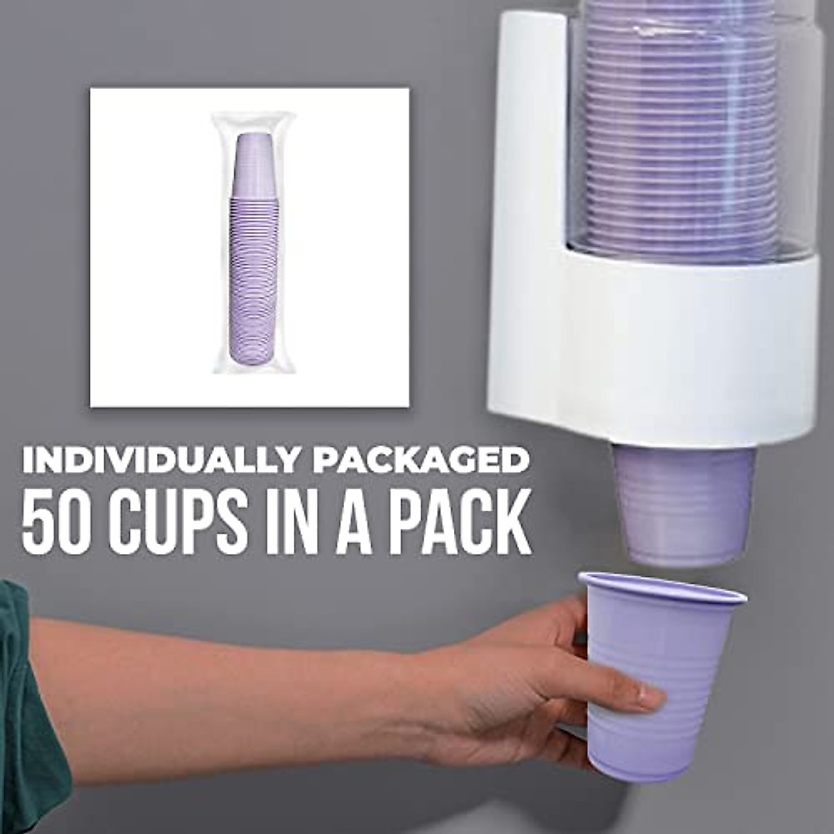 Pruvade Disposable Cups | 50 Pack | 5 oz Plastic Cups, Small Bathroom Cups Perfect as Medicine, Water, Rinsing, Mouthwash Cups, Party Cups, Dental Cups, Multicolor Cups for Kids | Pink Cups