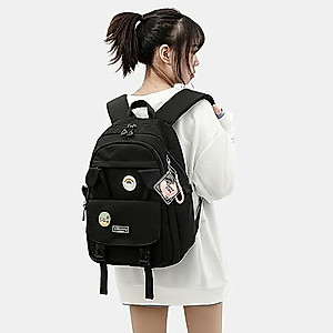 Makukke School Backpack for Women, Laptop Backpack 15.6 Inch College School Bag Anti Theft Travel Daypack Bookbag for Girls,Black