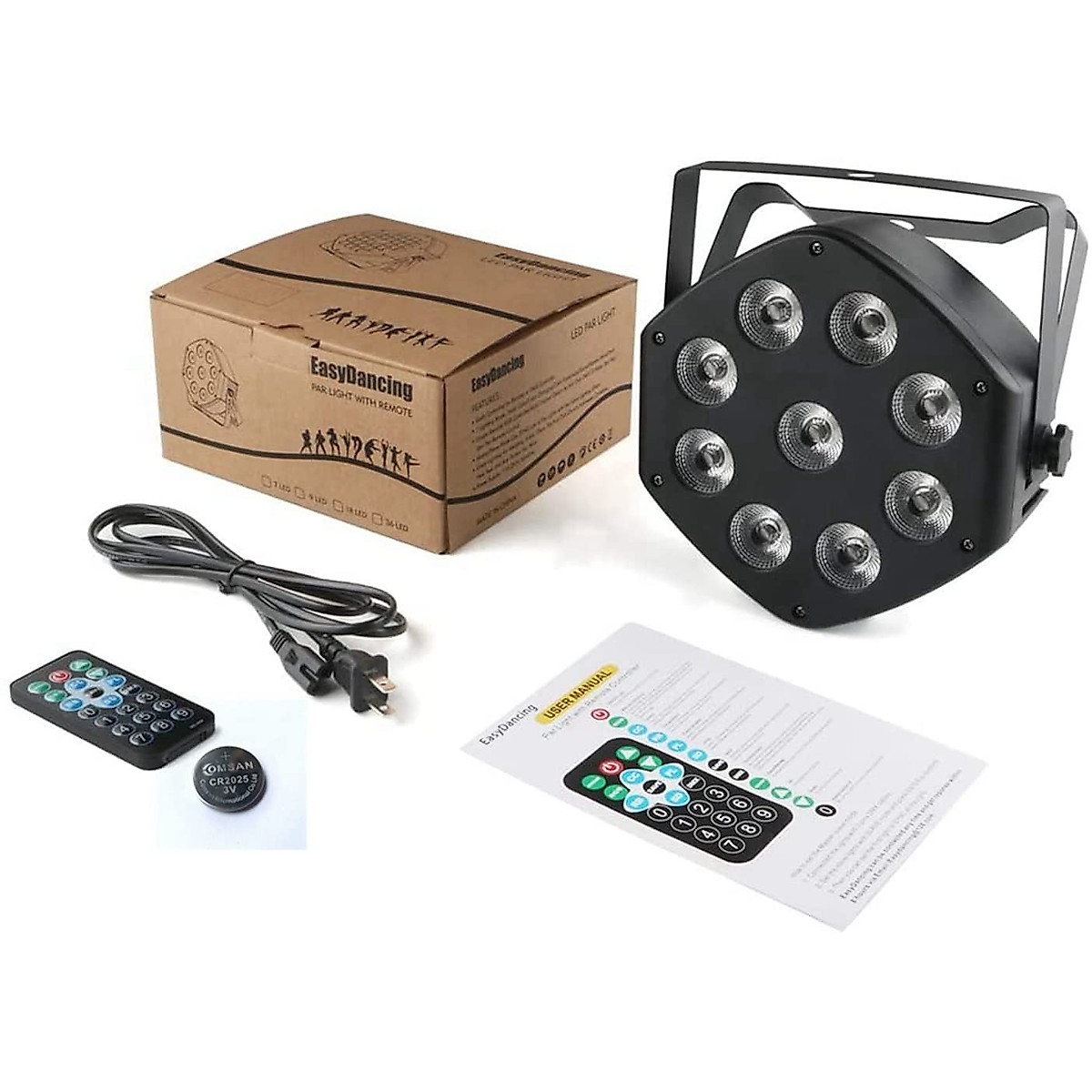 EasyDancing Theatrical Stage Lighting Apparatus Par Light RGBW 9x10W LED Uplighting 8 Channels with Remote DMX for Wedding Event Party Festival DJ Church (4pcs)