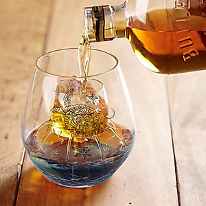 Sea Turtle Stemless Wine Glass, 19 Oz Ideal Unique Ocean Coastal Beach Gifts for Sea Turtle Lovers, Birthday Mother's Day Gifts for Party Women Man Mom Friends Co-worker (Crackle Teal)