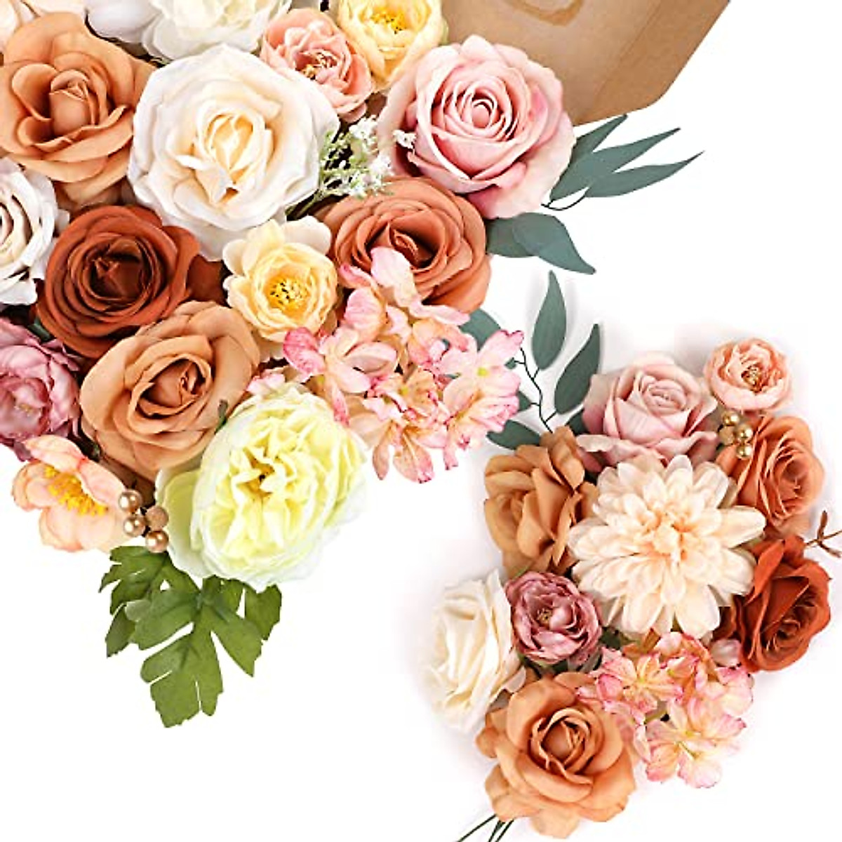 AmyHomie Artificial Flowers Combo Silk Mix Peony Rose Hydrangea Fake Flowers w/Stem for DIY Wedding Bouquets Centerpieces Arrangements Table Party Bridal Baby Shower Home Fall Decor(Champagne)