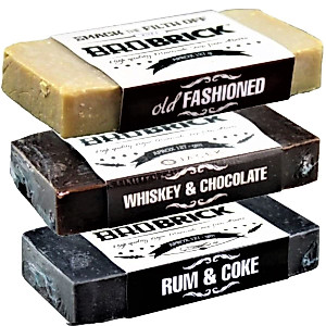 BRO BRICK VEGAN SOAP FOR MEN, BAR MIXOLOGY TRIO THREE PACK - RUM & COKE, OLD FASHIONED, WHISKEY CHOCOLATE - 100% VEGAN ALL NATURAL ECO FRIENDLY SOAP FOR ALL MEN | VEGAN MAN SOAP | BODY WASH | BEARD TREATMENT