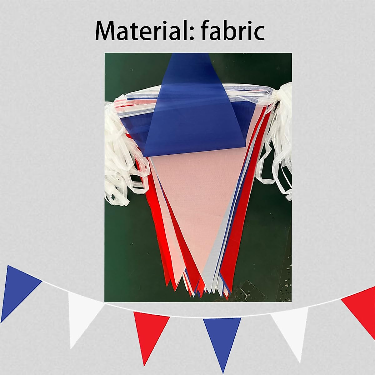 ZSNICE 80 Meters 262 Feet Fabric Red White and Blue Buntings Pennant Banner Garden Triangle Flags Party Decorations Festive Garlands for July 4th Independence Day Birthday Wedding Outdoor and Indoor
