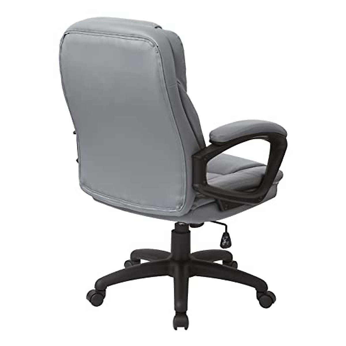 Office Star FL Series Faux Leather Manager's Adjustable Office Chair with Lumbar Support and Padded Arms, Charcoal Grey