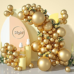 Styirl 60 pcs Gold Latex Balloons/Rose Gold Balloons/Pink Balloons/Black Balloons/White Balloons/Blue Balloons 5/10/12/18Inch for Happy Birthday Decorations/Graduation/Gender reveal/Baby shower