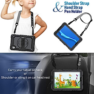 Timecity for Lenovo Tab M8 Case 8 inch Tablet 3rd/ 2nd, (for Lenovo TB-8505f/ TB-8505fs Case): with Strong Protection, Screen Protector, Hand Strap, Shoulder Strap, Rotating Stand - Black