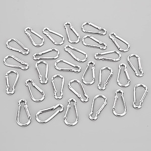 70pcs Small Carabiner Caribeaner Clip 1.9" Aluminum D Shape Buckle Spring Snap Hooks for Outdoor Camping Fishing, Hiking, Traveling, Backpack, Silver