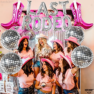 KatchOn, 15 pcs Last Rodeo Balloons Set - Silver, Disco Ball, Cowgirl Boots - Bridal Shower, Wedding, Birthday Decorations
