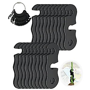 Rope Tensioner Aluminum Alloy Camping Tent Guyline Cord Adjuster Camping of Gear for Camping, Hiking, Backpacking Ultralight Tent Stakes Guy Lines (Black, 20 Pack)