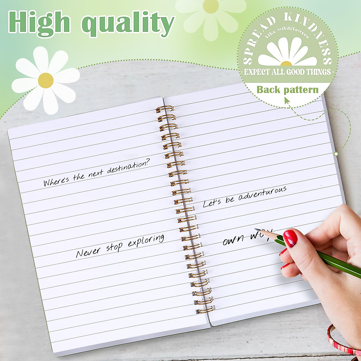 Cholemy 4 Pack Pink Green Notebooks Aesthetic Notebooks A5 Size 5.7 x 8.3 Inch Cute Aesthetic Notebook Spiral Travel Journal for Women Lined Paper