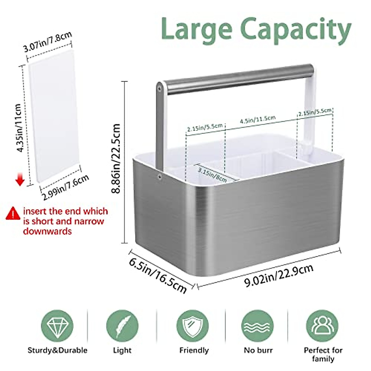 BYUNER Portable Shower Caddy Basket Bin with Handle and Adjustable dividers for College Dorm, Large Plastic Bathroom Storage Organizer Tote