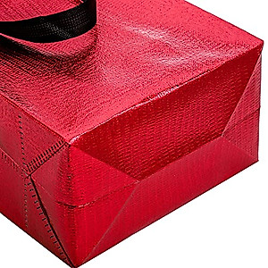 Dicunoy 40 Pack Reusable Gift Bags with Handles, Glossy Grocery Shopping Bags, Medium Size Stylish Bag for Wedding, Foldable Non-woven Red Tote Bags for Bridal Shower, Birthday, Hoilday Party Favors