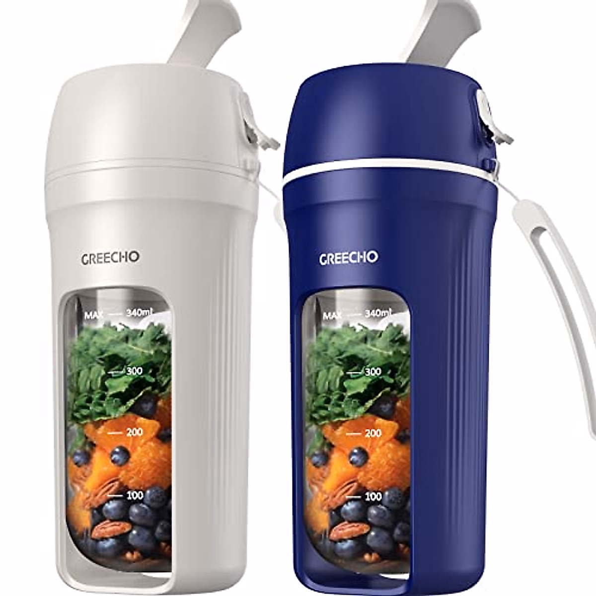 GREECHO Portable Blender, One-handed Drinking Mini Blender for Shakes and Smoothies, 12 oz Personal Blender with Rechargeable USB, Made with BPA-Free Material Portable Juicer