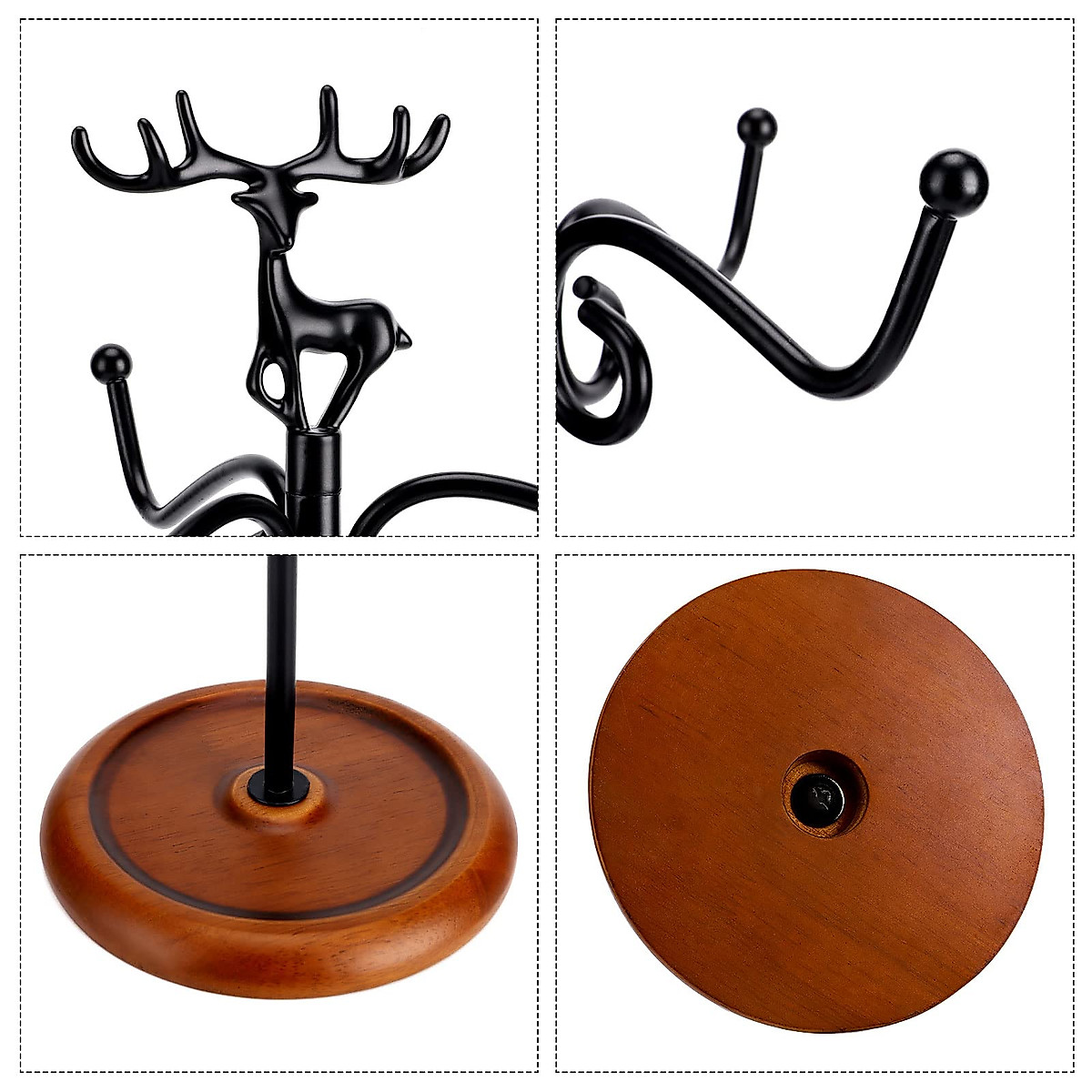 Epicano Mug Holder Tree, Coffee Cup Holder for Countertop, Coffee Mug Display Stand, Coffee Bar Accessories and Decor, 6 Mug Hooks, Gift for Coffee Lover, Metal Black