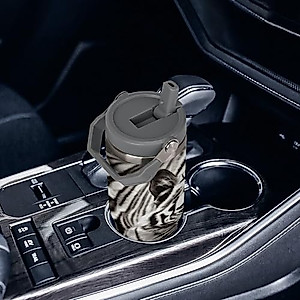 WITHSBKK 30oz Car Cup Black And White Tiger Printed with Portable, Stainless Steel Travel Mug, Vacuum Insulated Tumbler And Straw, Leakproof for Car & Outdoor, UV Printed Design