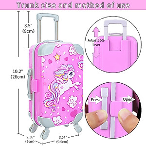 DOTVOSY 29 Pcs American 18 Inch Doll Clothes and Accessories Travel Suitcase Set Designed for 18" Dolls Including Pillow, Sunglasses, Camera, Passport, Phone, Laptop etc