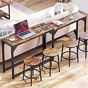 IDEALHOUSE Console Table, Sofa Tables Narrow Long Entryway Table, 79” Industrial Console Table with Outlet, Behind Couch Table for Living Room, Hallway, Foyer, Rustic Brown (Brown)