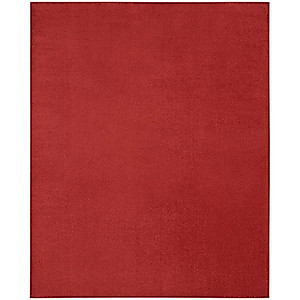 Nourison Essentials Indoor/Outdoor Brick Red 9' x 12' Area Rug, Easy Cleaning, Non Shedding, Bed Room, Living Room, Dining Room, Backyard, Deck, Patio (9x12)