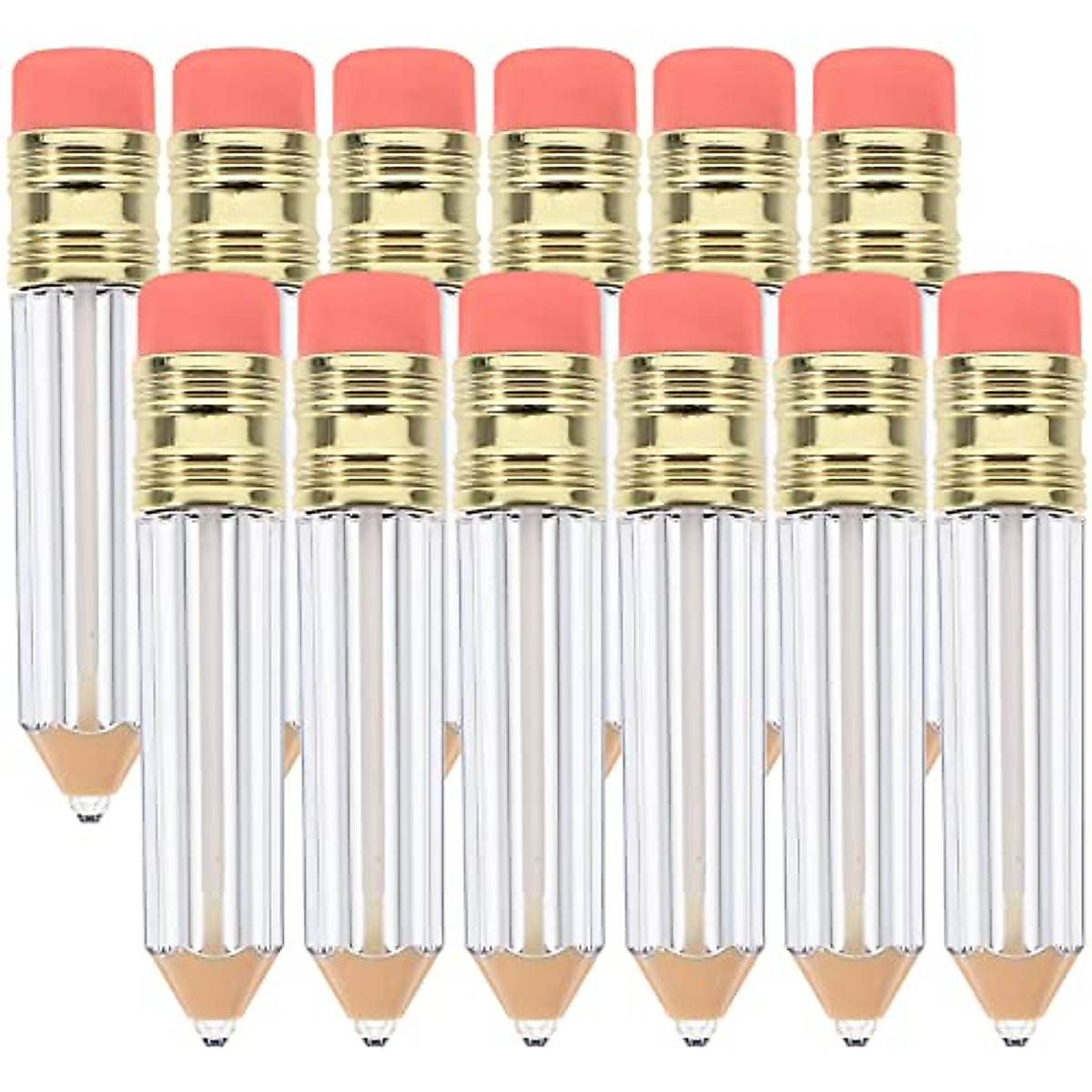 BEOSOFLOY 12pcs Clear Pencil Lip Gloss Tubes 5ml Mini Reusable Clear Empty Lip Gloss Containers Tube with Wand Mini Lip Gloss Tube for Girls DIY Lip Samples