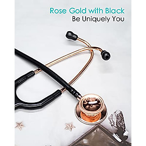 Clairre Rose Gold Stethoscope Gift for Nurses, Doctors and Medical Students, Dual Head for Home Health Use Nurses Week Gift