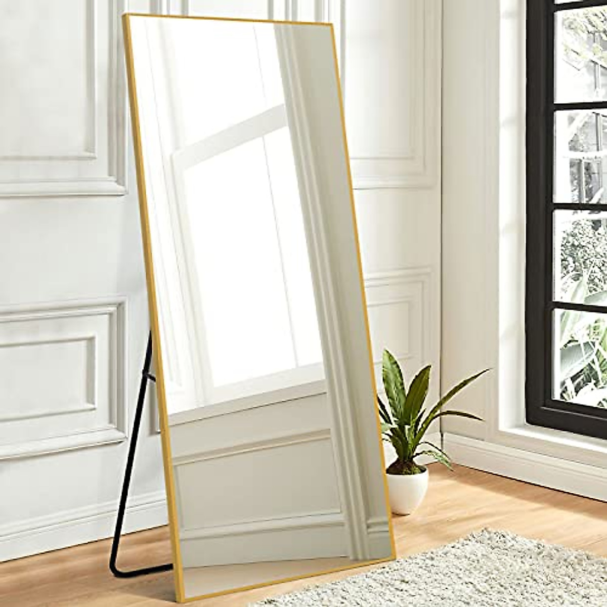 MIRUO 63"x20" Mirror Full Length Wall Mirror Floor & Full Length Mirrors for Wall Decor Living Room Wall-Mounted Mirrors Body Mirror Gold Mirror Large Mirror