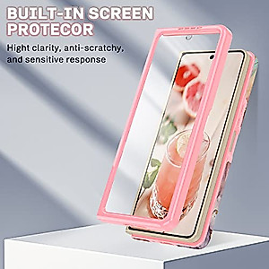 Btscase for Samsung Galaxy Z Fold 4 Case, Built-in Screen Protector with Adjustable Magnetic Kickstand, Full Body Dual Layer Rugged Shockproof Protective Cover for Galaxy Z Fold 4 5G, Rose Gold