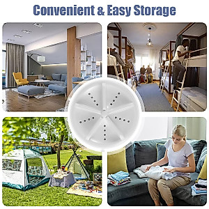 Portable Turbine Washer, Ultrasonic Turbine Washing Machine, 4 Modes Mini Washing Machine USB Powered for Travelling, Camping, Business Trip for Cleaning Sock, Underwear (Automatic)