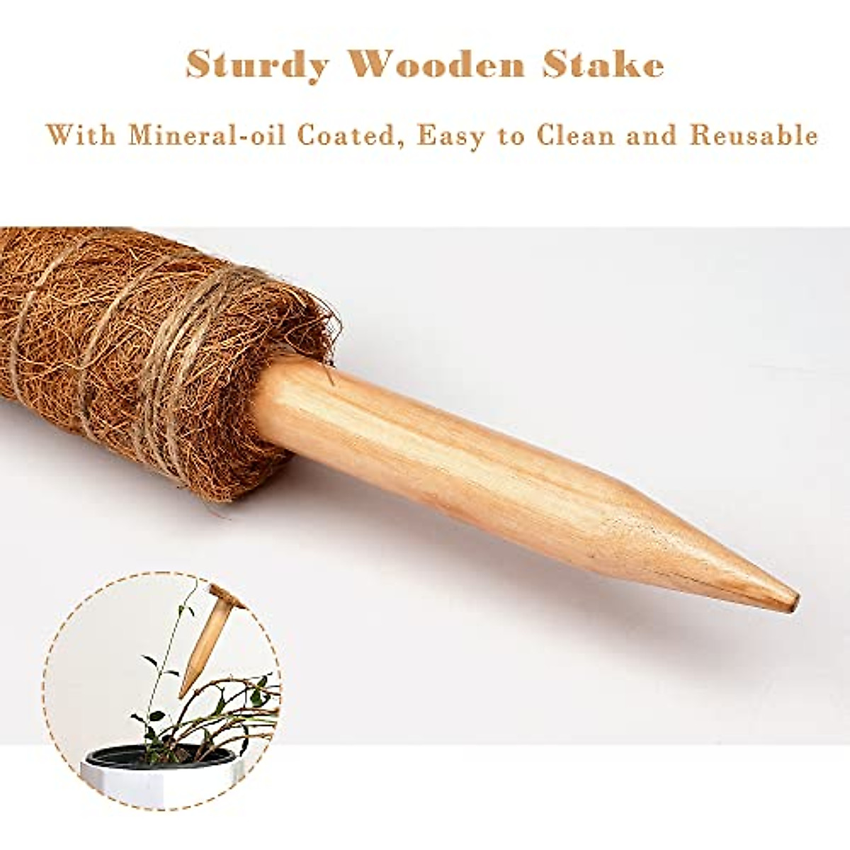 Rcraft 63 Inch Tall Moss Pole for Plants Monstera 4 Pack with Hemp Rope, Bendable Stakes for Indoor Plants Support/Totem Pole, Climbing Plants Sticks for Growth- Perfect for Medium/Large House Plants