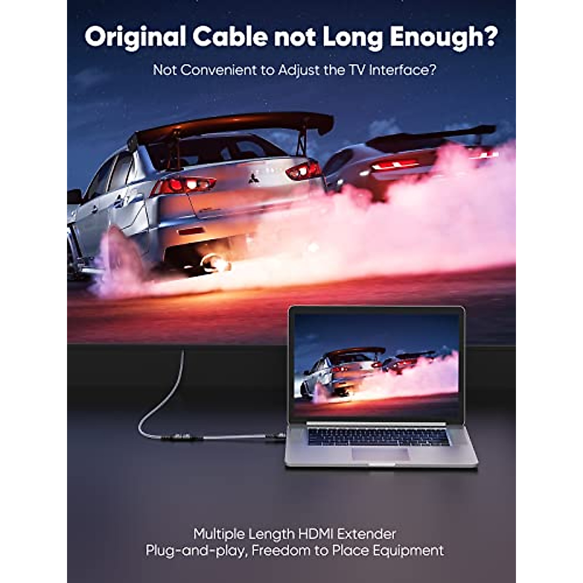 8K HDMI Extender 3FT, Highwings HDMI Extension Cable Male to Female Adapter for TV, 4K@120Hz 8K@60Hz 2.1 Ultra High Speed 48Gbps, Compatible with Roku/Fire TV Stick, PS5, PS4, UHD TV PC, Blu-ray