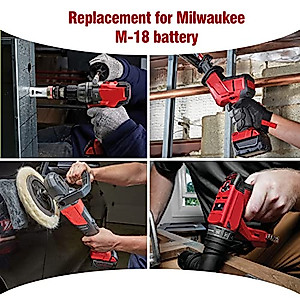 2 Packs 18V 6500mAh Replacement Battery and Charger Replacement for Milwaukee 18-Volt Li-ion Battery and M-18 Battery Charger