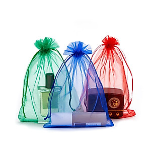 LOOKSGO 50 Pcs 6x9 Inches Wedding Party Favor Gift Bag Drawstring Organza Bags 10 Color Mix