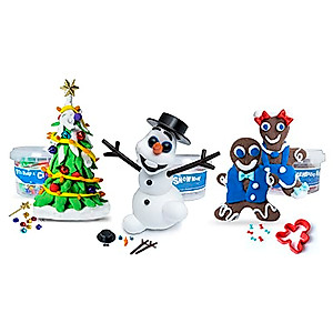 Let's Build A Snowman, Gingerbread Man, & Christmas Tree (3 Piece Kit), Boys and Girls Christmas Stocking Stuffers for Kids; Make Snowman Crafts, Ornaments, Kids Gifts for Xmas, Figurines (Clay/Putty)