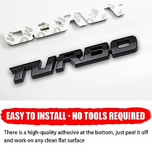 AICEL Turbo Car Emblem, 2 PCS 3D Metal Turbo Badge for Auto Side Body Fender Trunk, Automotive Replacement Decoration Decal Sticker, Tailgate Letter Nameplate for All Cars, Truck, SUV