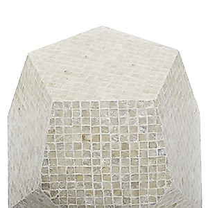 Deco 79 Mother of Pearl Shell Handmade Side End Accent Table End Table, Side Table 16" x 16" x 19", Cream