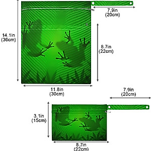 visesunny Frog Shadow Banana Leaf Tropical 2Pcs Wet Bag with Zippered Pockets Reusable Roomy Diaper Bag for Travel,Beach,Pool,Daycare,Stroller,Diapers,Dirty Gym Clothes, Wet Swimsuits, Toiletries