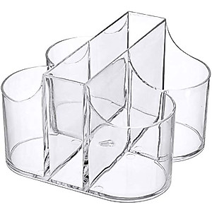 5 Compartment Classic Acrylic Napkin Holder with Cutlery Organizer Caddy Bin, For Spoons, Forks, Knives & Cups Divided Storage!