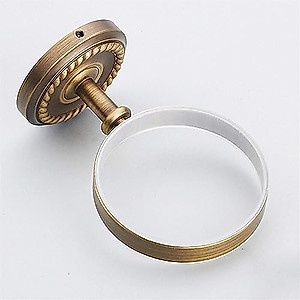 AAMNA Antique Brass Toilet Brush and Holder Wall-Mounted Ceramic Cleaning Brush w/Long Handle Deep Cleaner for Bathroom Storage and Organization