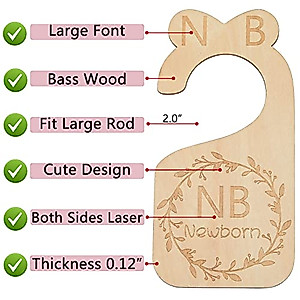 Dabancy Wooden Baby Closet Dividers - Set of 10 from Newborn to Toddler and 2 Blanks with Velvet Bag,Wooden Nursery Closet Dividers for Baby Clothes- [Wooden]