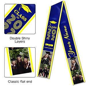 Aokizkdzsw Custom Stole Graduation Personalized 2022，Graduation Sash Class of 2022，Graduation Gifts for Valedictorian and Salutatorian (Style 5)