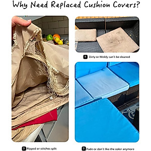 ClawsCover 17Pack Outdoor Seat and Back Cushions Replacement Covers Fit for 8 Pieces 7-Seater Wicker Rattan Patio Furniture Conversation Set Sectional Couch,Turquoise-Include Cover Only