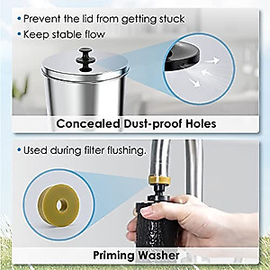 Waterdrop Gravity-fed Water Filter System, NSF/ANSI 372 Certification, 2.25G Stainless-Steel Filter System with 2 Filters and Metal Spigot, Reduces up to 99% of Chlorine-King Tank Series, WD-TK